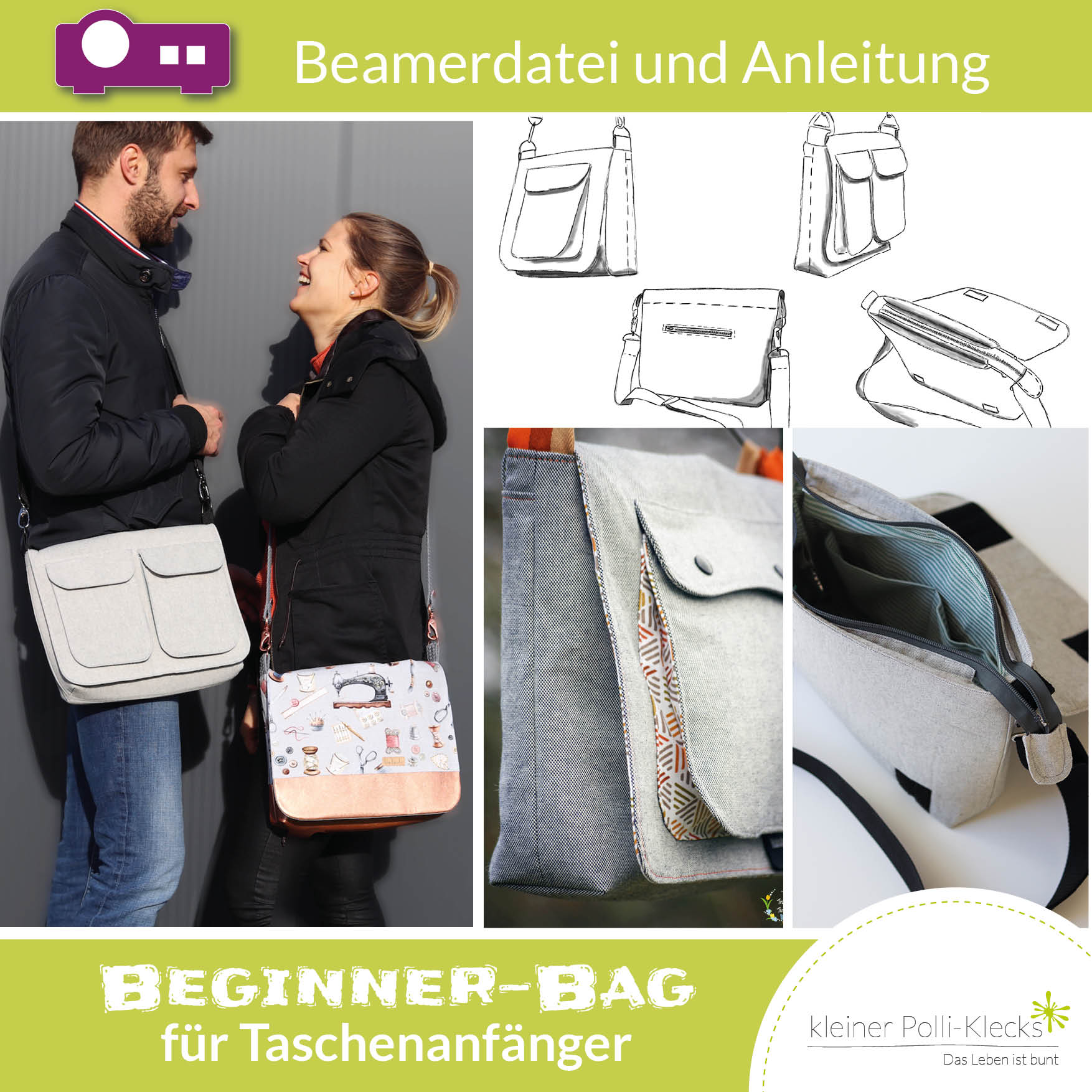 Beamer + Anleitung - Beginner-Bag - Umhängetasche – kleinerpolliklecks