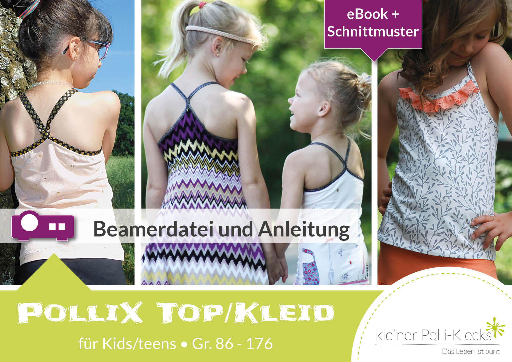 Beamer + Anleitung - "PolliX" Top/Kleid - Gr. 86 - 176 – kleinerpolliklecks