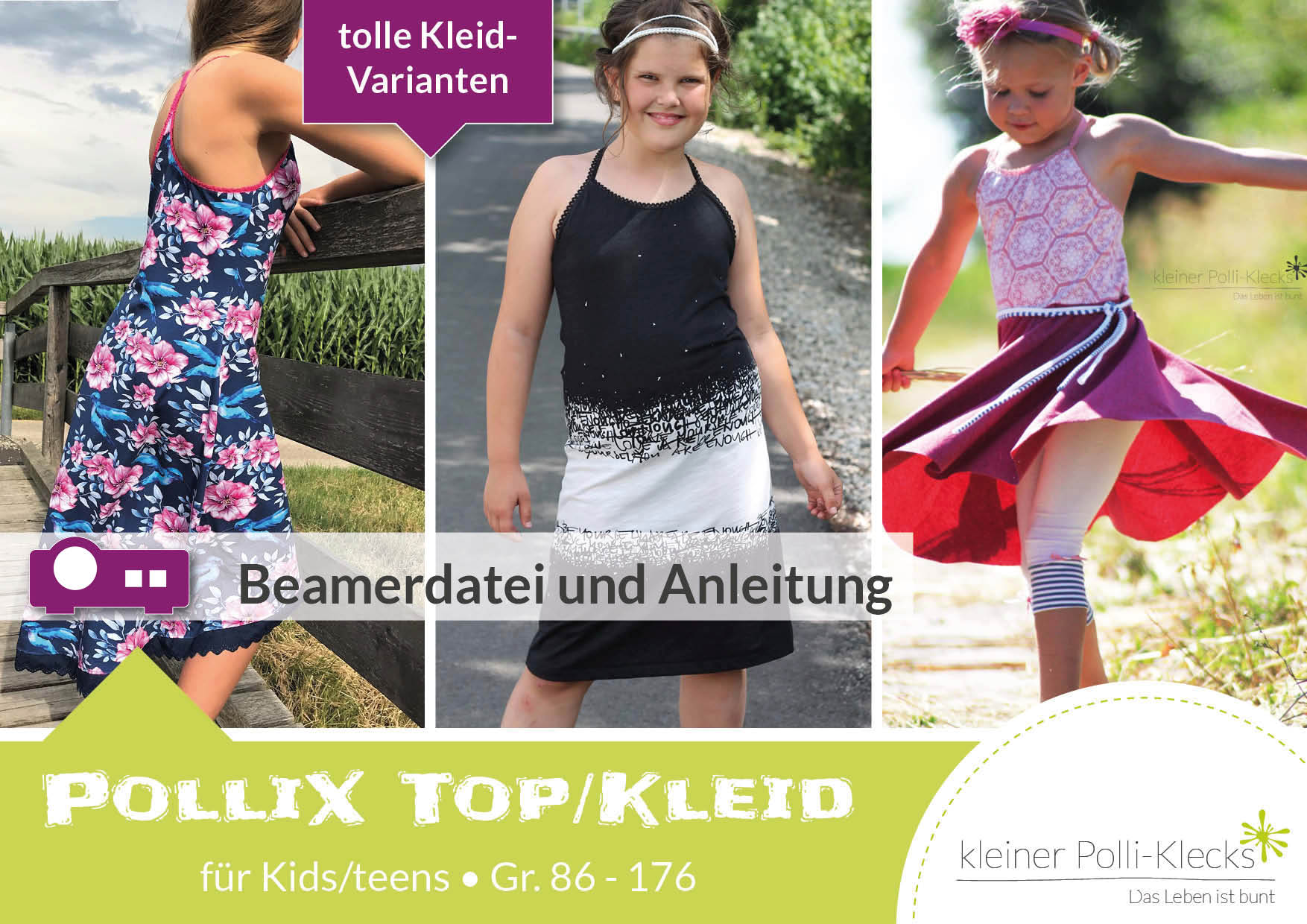 Beamer + Anleitung - "PolliX" Top/Kleid - Gr. 86 - 176 – kleinerpolliklecks