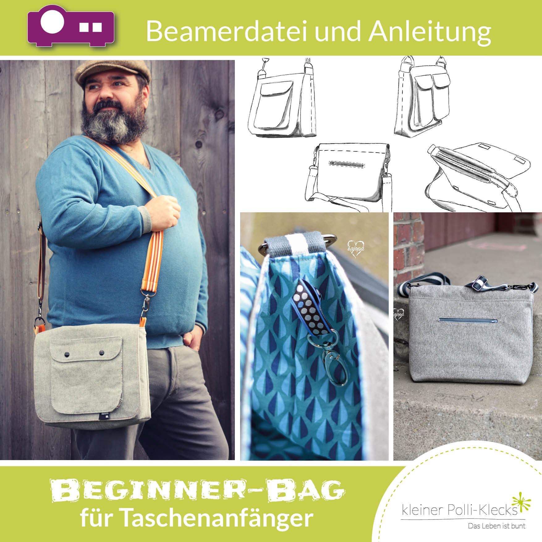 Beamer + Anleitung - Beginner-Bag - Umhängetasche – kleinerpolliklecks