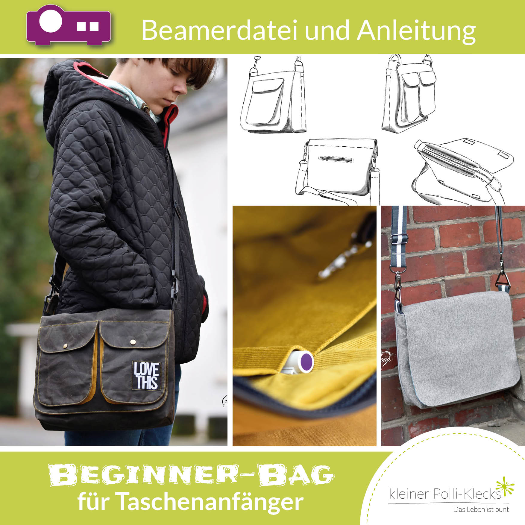 Beamer + Anleitung - Beginner-Bag - Umhängetasche – kleinerpolliklecks