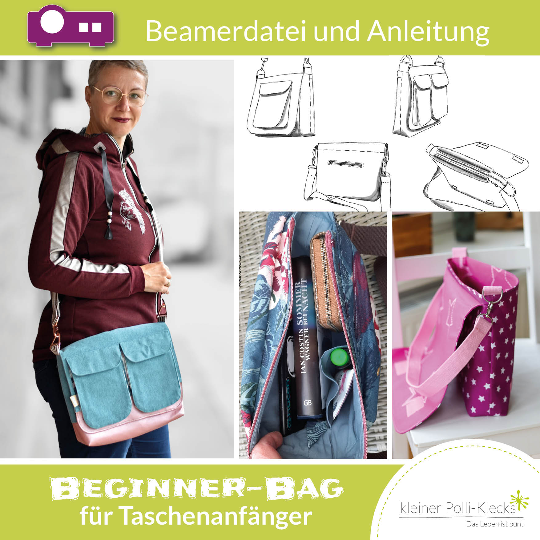 Beamer + Anleitung - Beginner-Bag - Umhängetasche – kleinerpolliklecks
